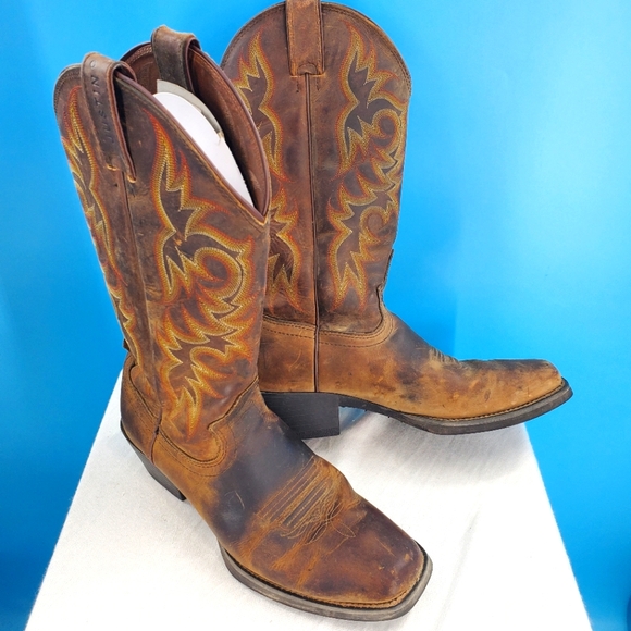 Justin Boots | Shoes | Justin Western Cowboy Boots Square Toe Tan Mens ...